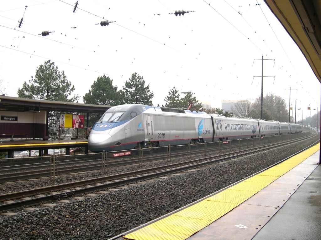 Acela Express Engine 2018 Leads A Northbound Train To Boston